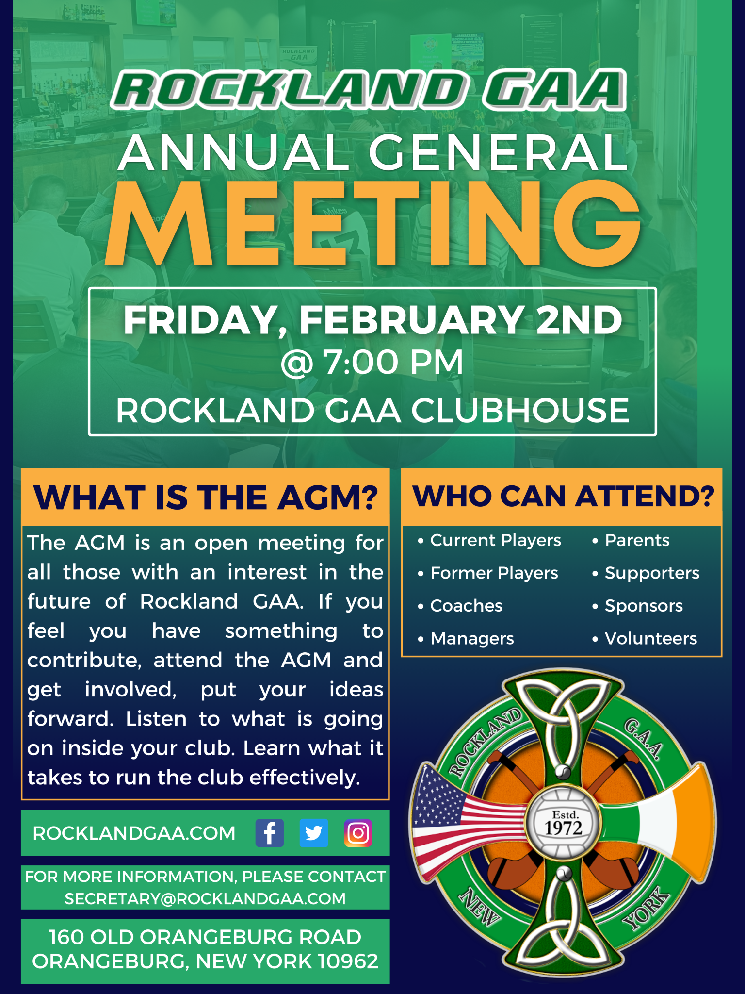 2024 Annual Rockland GAA General Meeting on February 2 - Rockland Report